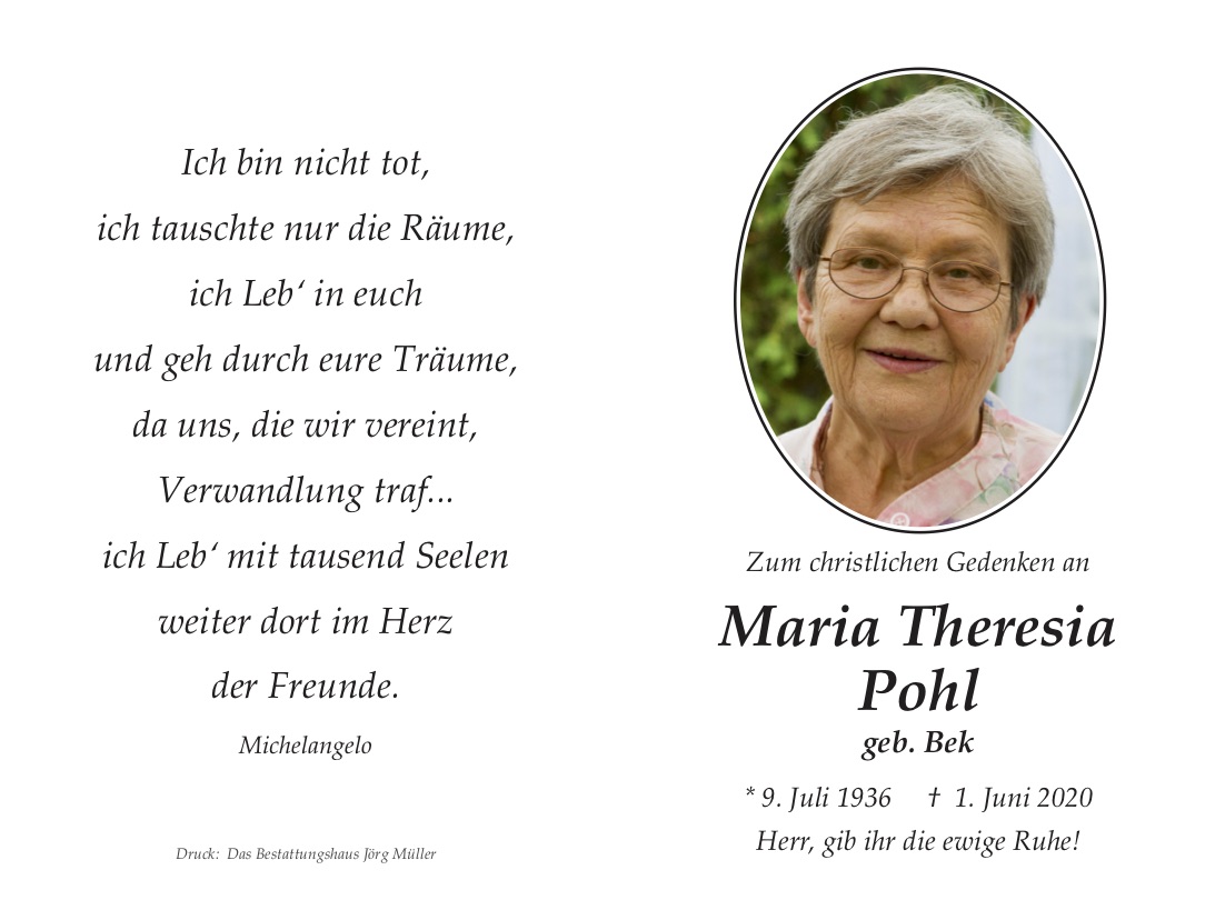 Maria Pohl - Bestattungshaus Jörg Müller Bestattungshaus Jörg Müller